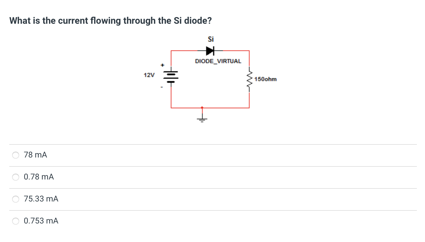 Solved What is the current flowing through the Si diode? 78 | Chegg.com