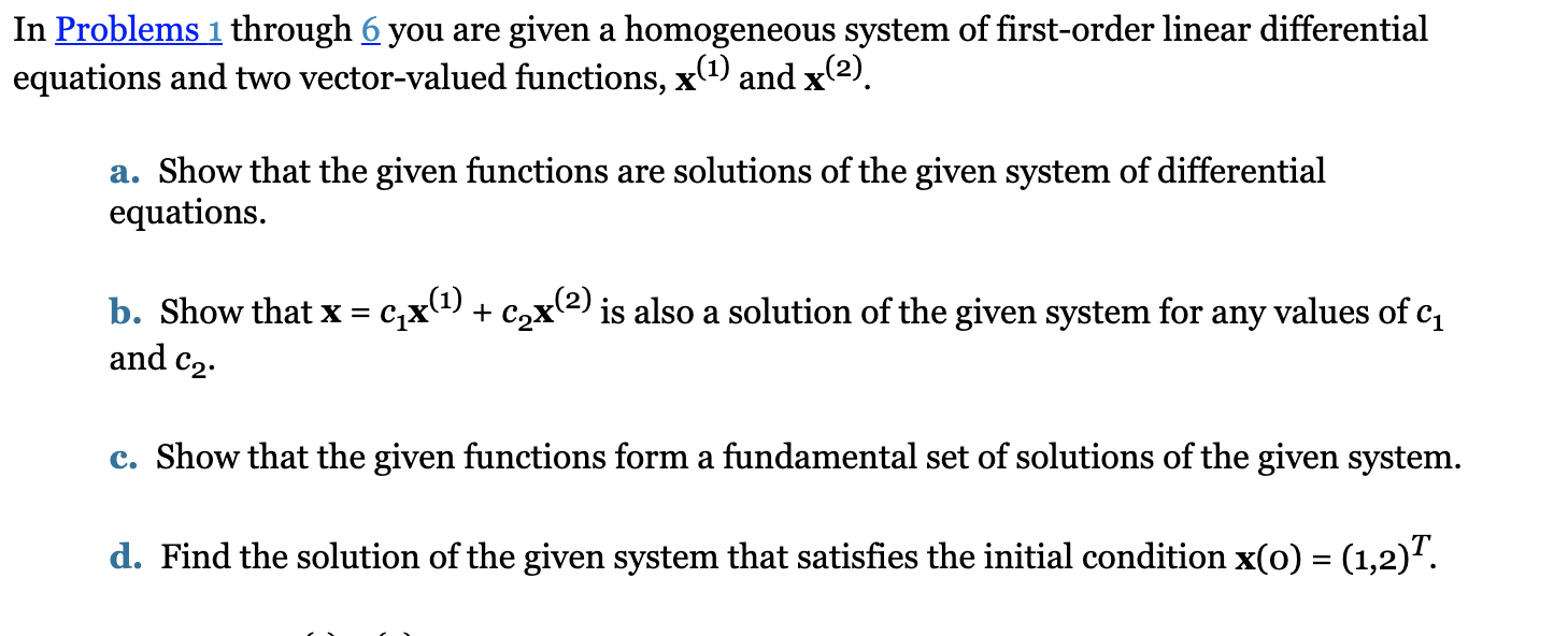 Solved In Problems 1 through 6 you are given a homogeneous | Chegg.com