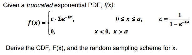 Solved Given a truncated exponential PDF, f(x) : | Chegg.com