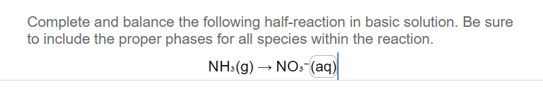 Solved Complete and balance the following half-reaction in | Chegg.com