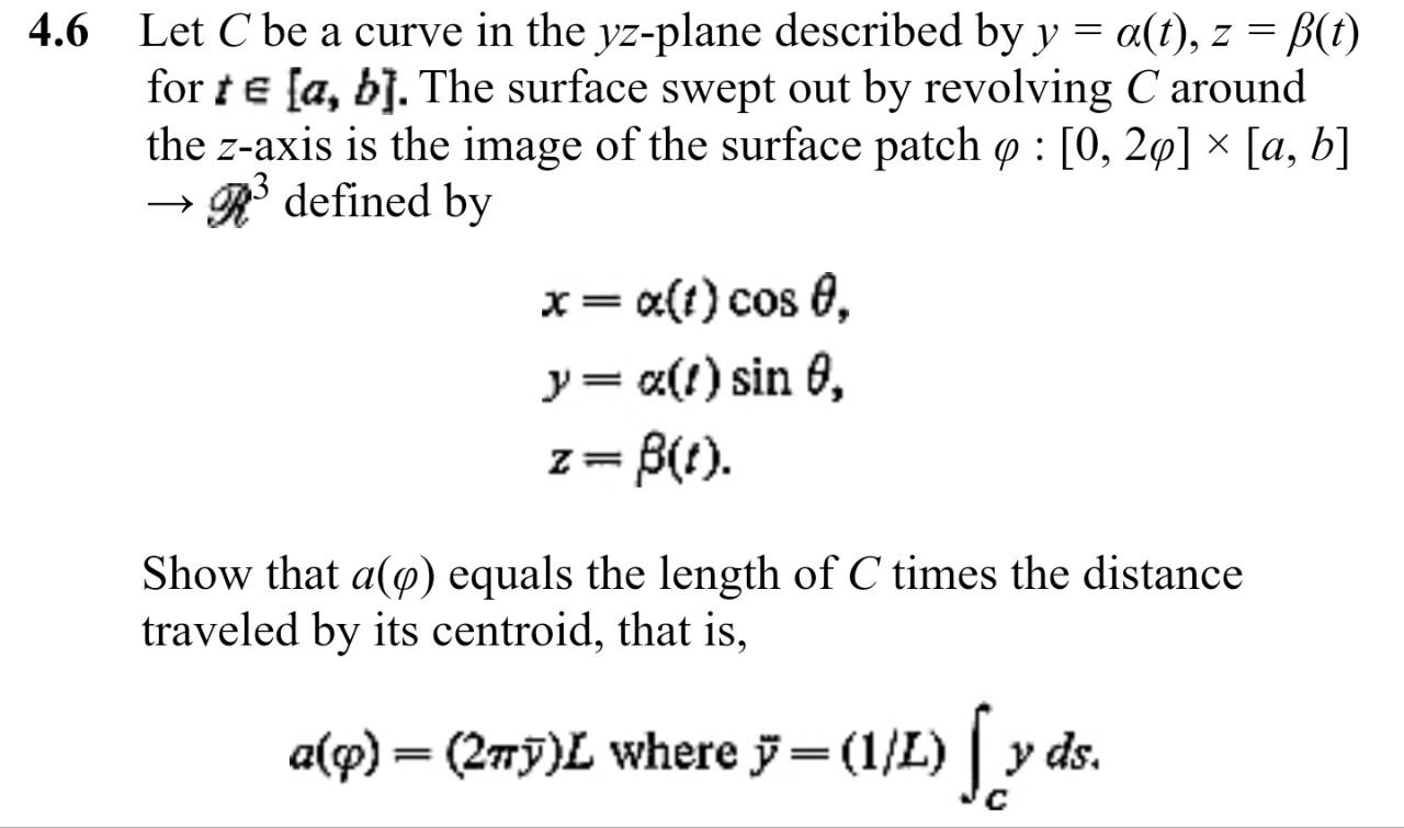 Solved .6 Let C be a curve in the yz-plane described by | Chegg.com