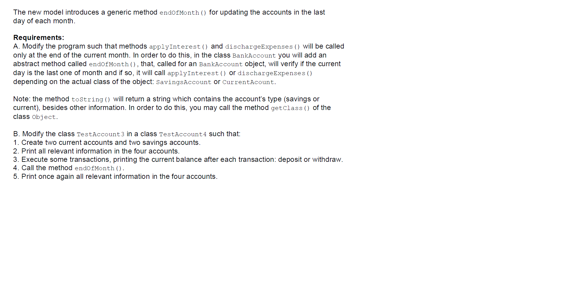 Abstract classes. Object class Problem 1. Let | Chegg.com