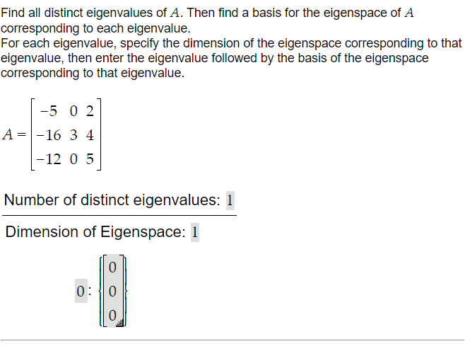 Solved Find all distinct eigenvalues of A. Then find a basis | Chegg.com