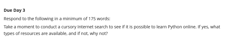 Solved Due Day 3 Respond to the following in a minimum of | Chegg.com