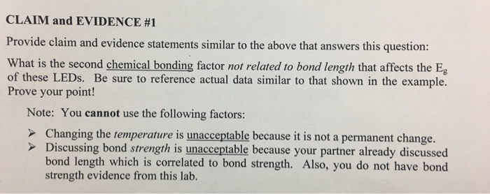Solved CLAIM and EVIDENCE #1 Provide claim and evidence | Chegg.com
