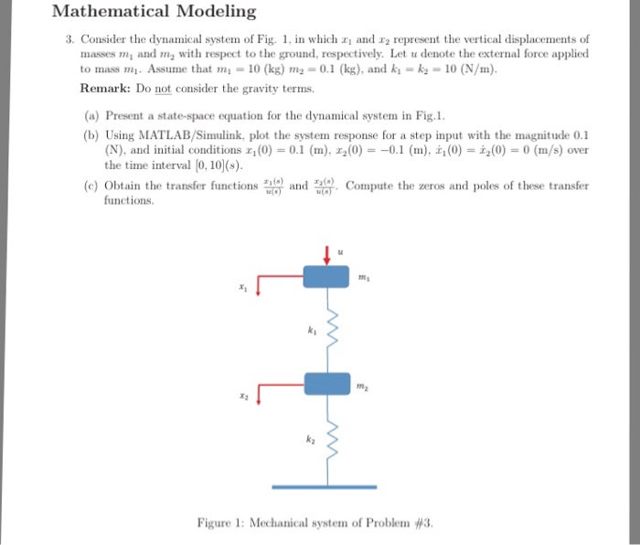 Solved Consider the dynamical system of Fig. 1, in which x_1 | Chegg.com