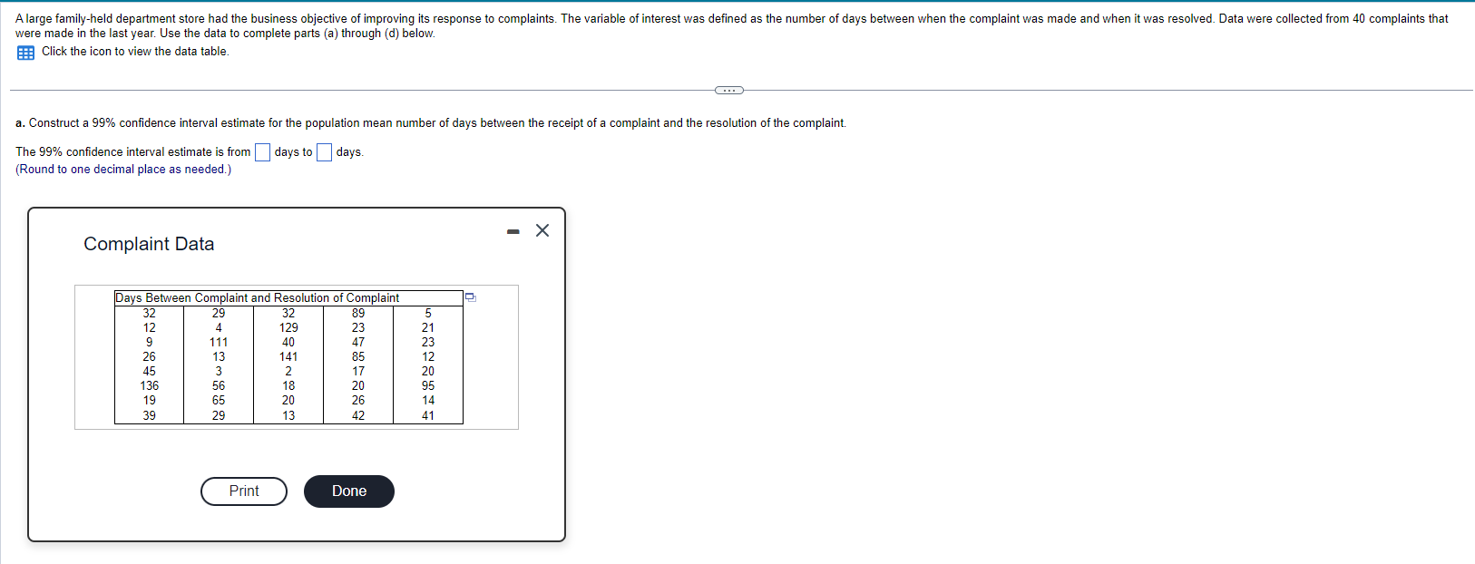 Solved A. Construct a 99% confidence interval estimate for | Chegg.com