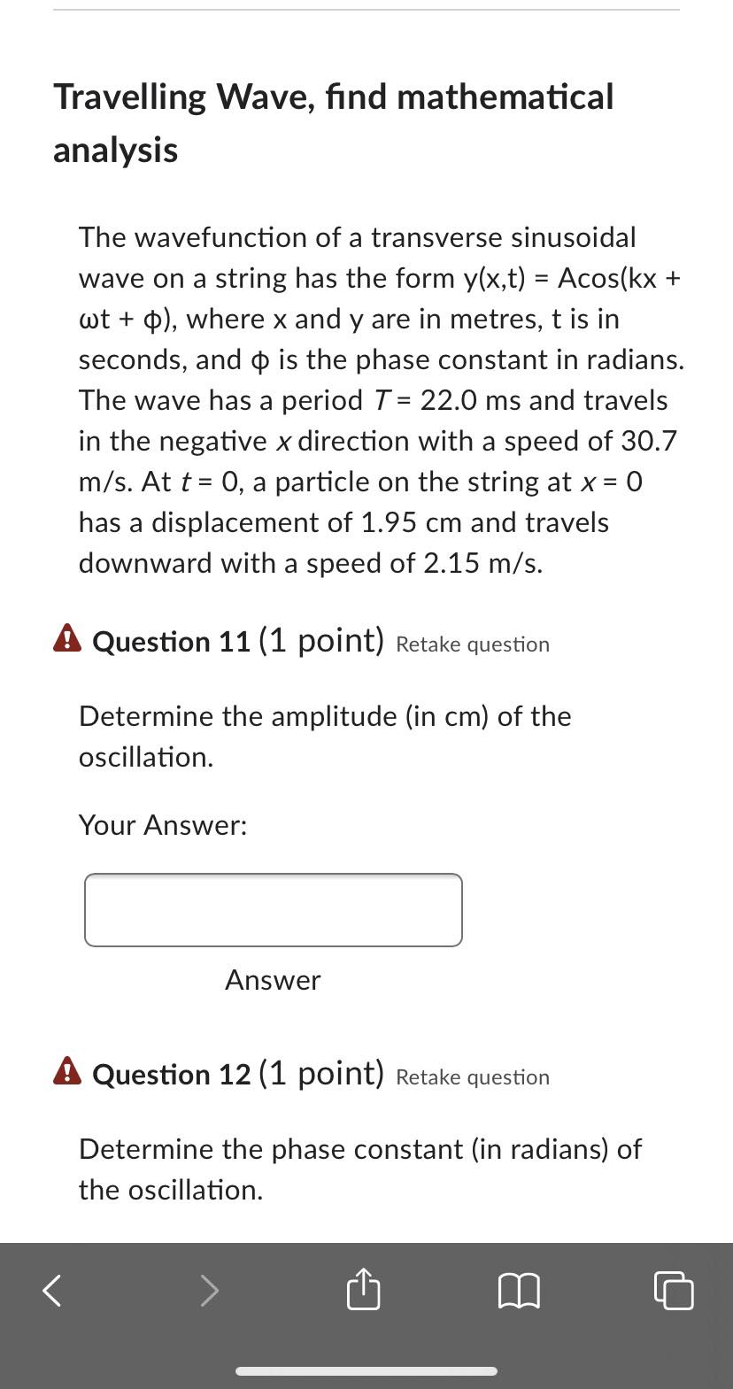 Solved Analysis The Wavefunction Of A Transverse Sinusoidal