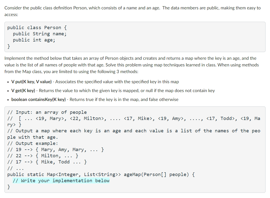 Solved Consider the public class definition Person, which | Chegg.com
