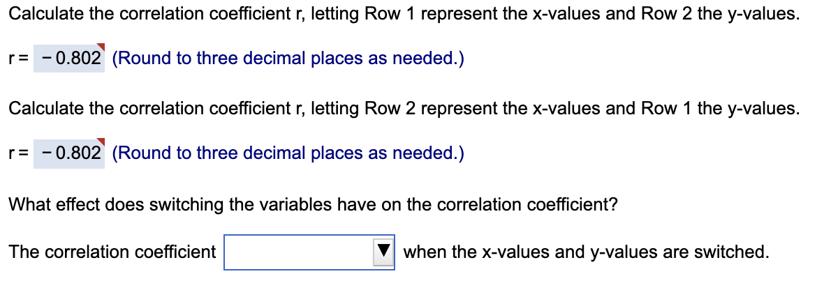 Solved Calculate The Correlation Coefficient R Letting Row 
