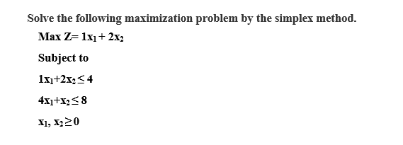 Solved Solve the following maximization problem by the | Chegg.com