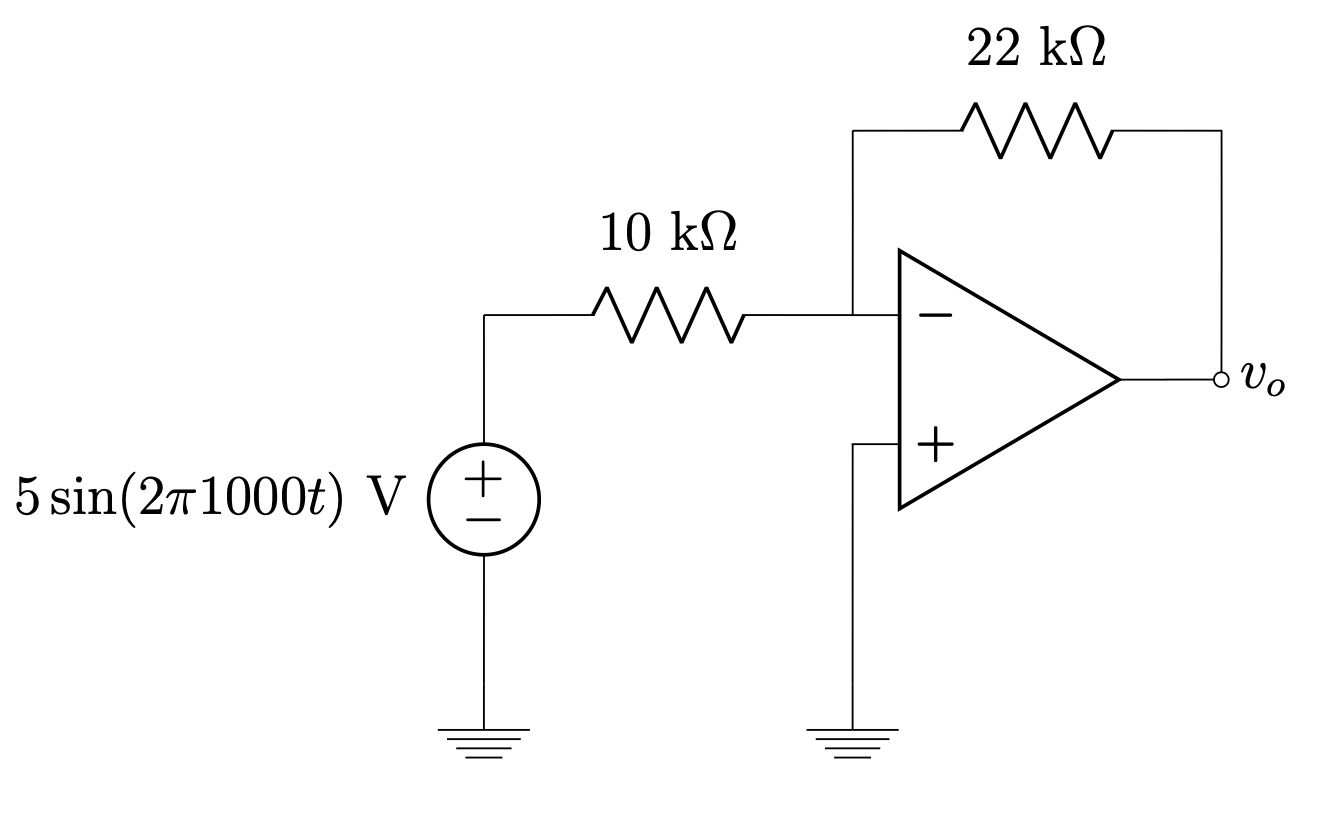 Solved An inverting amplifier with a sinusoidal voltage | Chegg.com