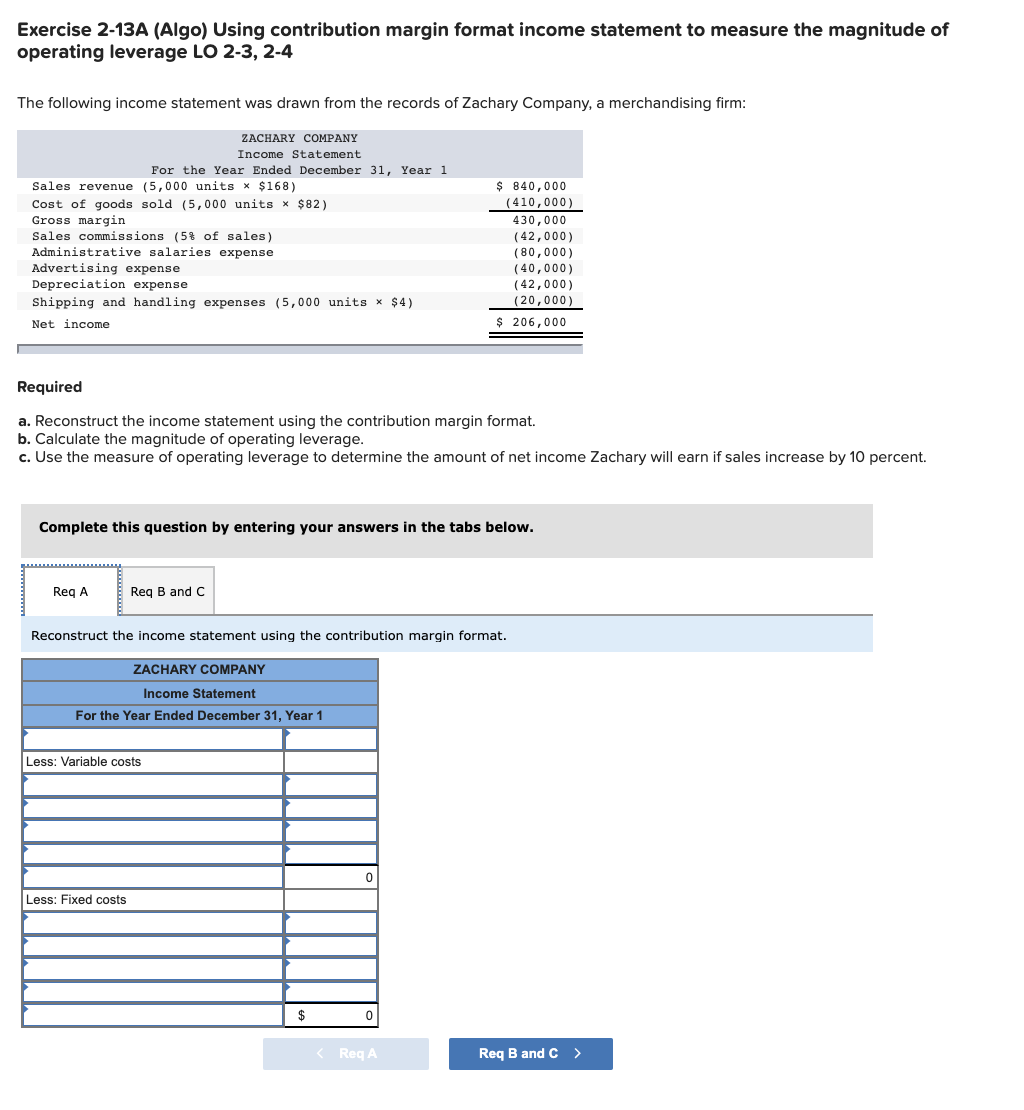Solved Req. B and C is calculating the OPERATING LEVERAGE | Chegg.com