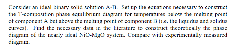 Consider an ideal binary solid solution A-B. Set up | Chegg.com