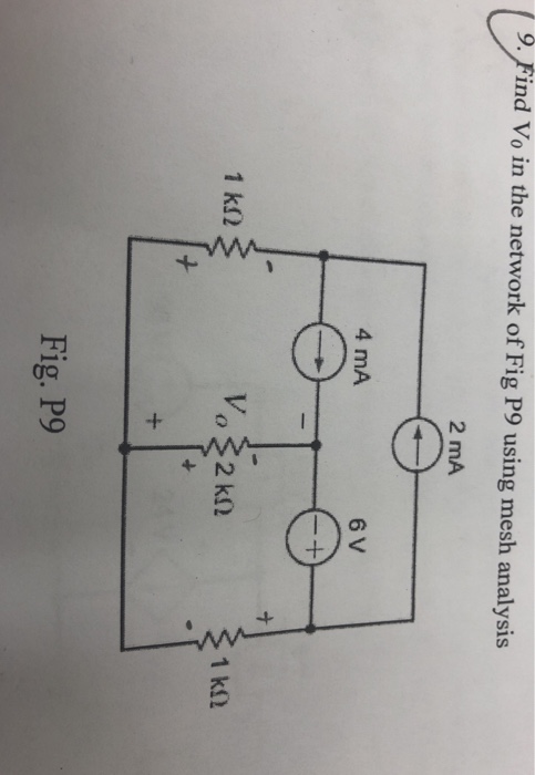 Solved ( 9 Find Vo in the network of Fig P9 using mesh | Chegg.com
