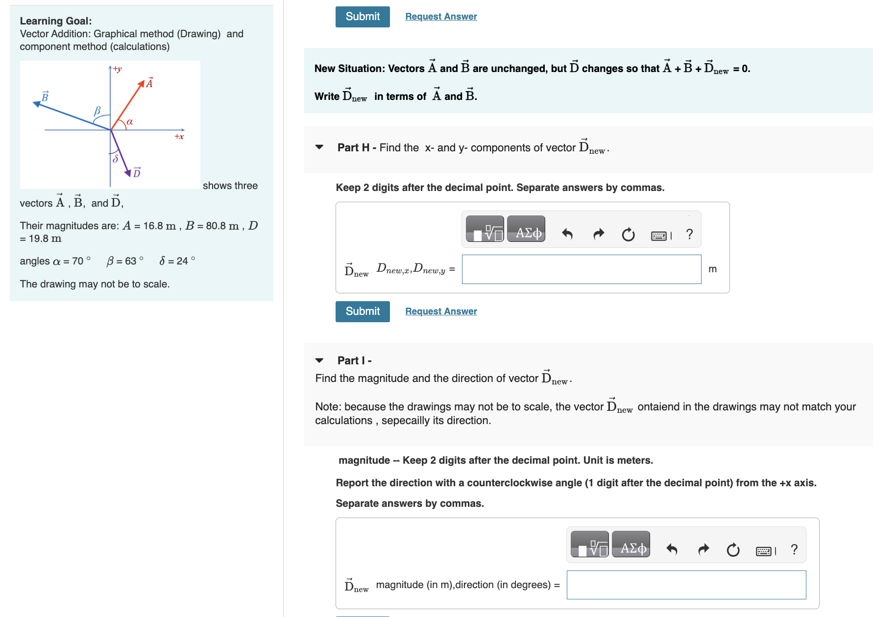 Solved Learning Goal: Vector Addition: Graphical method | Chegg.com