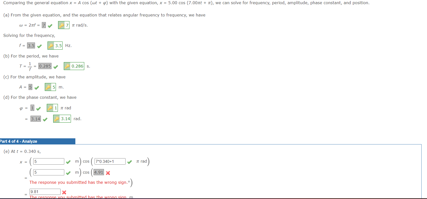 Solved (a) ﻿From the given equation, and the equation that | Chegg.com