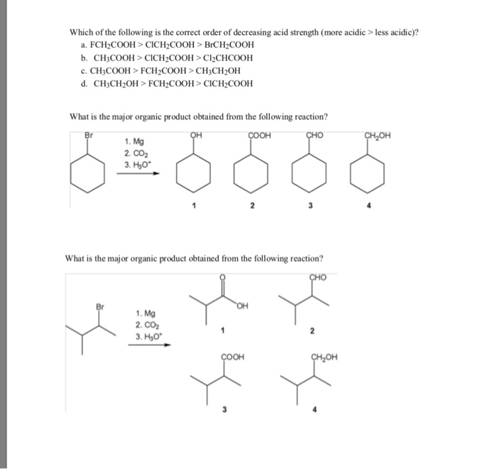 Solved Which of the following is the correct order of | Chegg.com