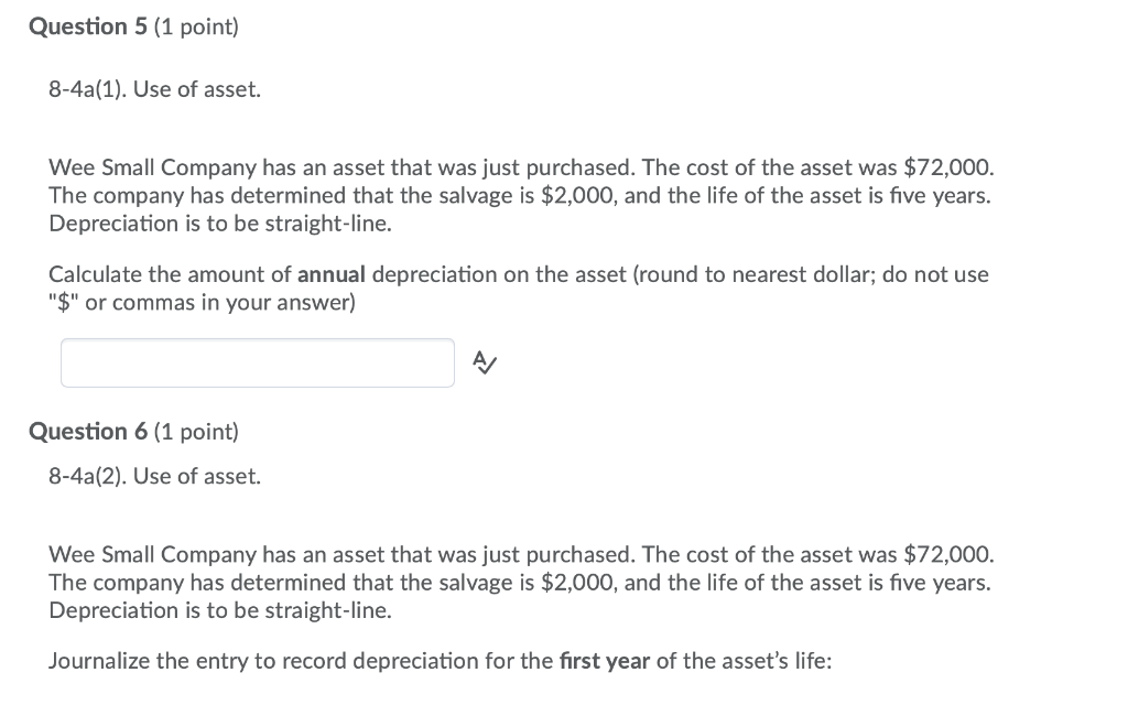 Solved Question 11 1 Point 8 5b1 Use Of Asset Nerdz 
