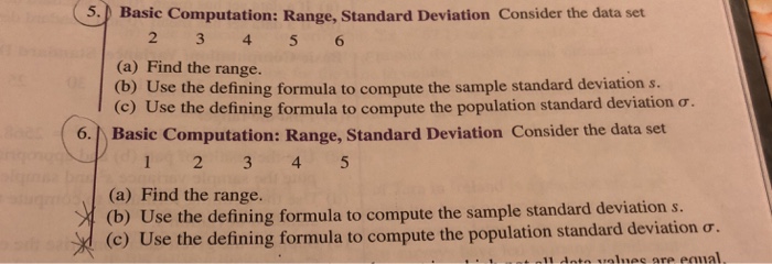 Solved 5 Basic Computation Range Standard Deviation