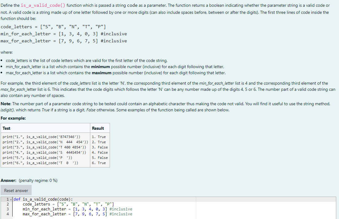 Solved Define the is_a_valid_code() function which is passed | Chegg.com