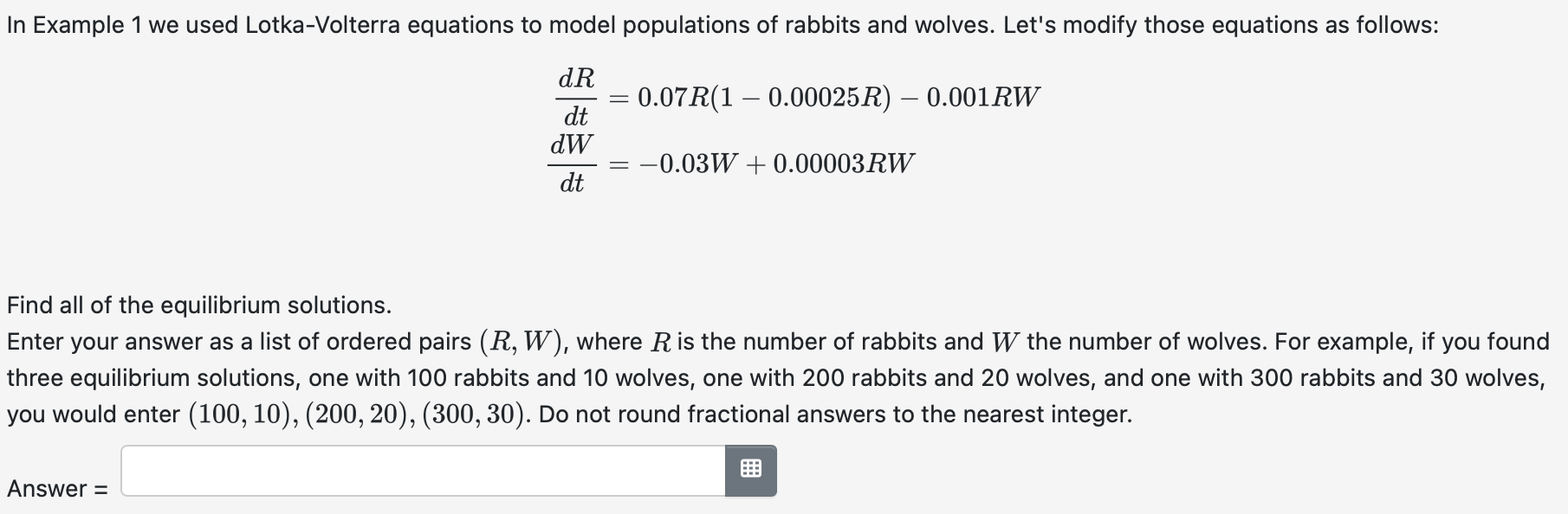Solved In Example 1 ﻿we used Lotka-Volterra equations to | Chegg.com