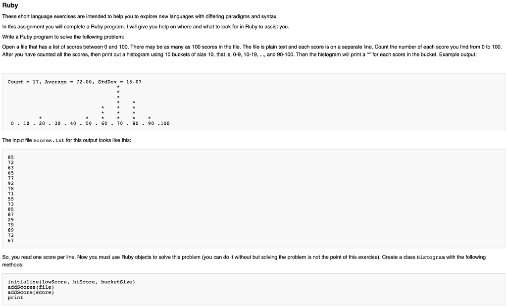 Solved Ruby These short language exercises are intended to | Chegg.com