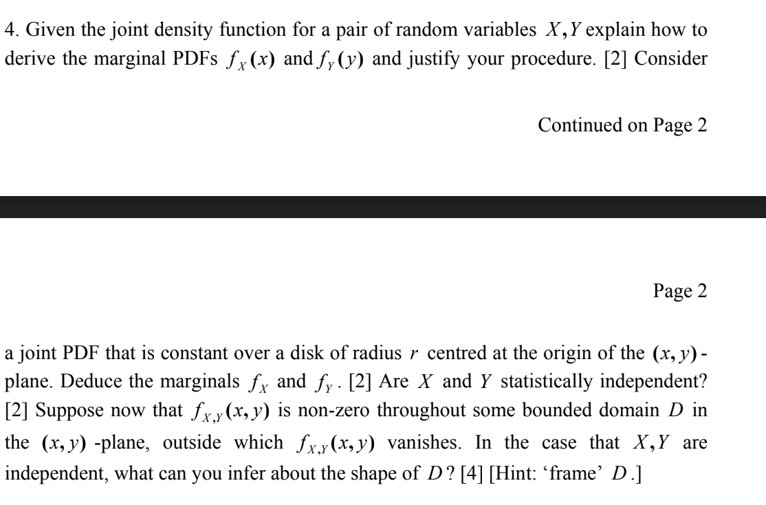 4 Given The Joint Density Function For A Pair Of 8528