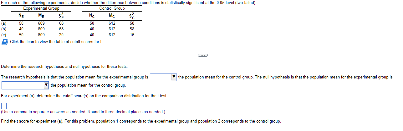 Solved ཚེ བྱི ] For each of the following experiments, | Chegg.com