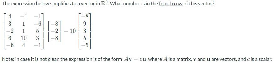 Solved The expression below simplifies to a vector in R5. | Chegg.com
