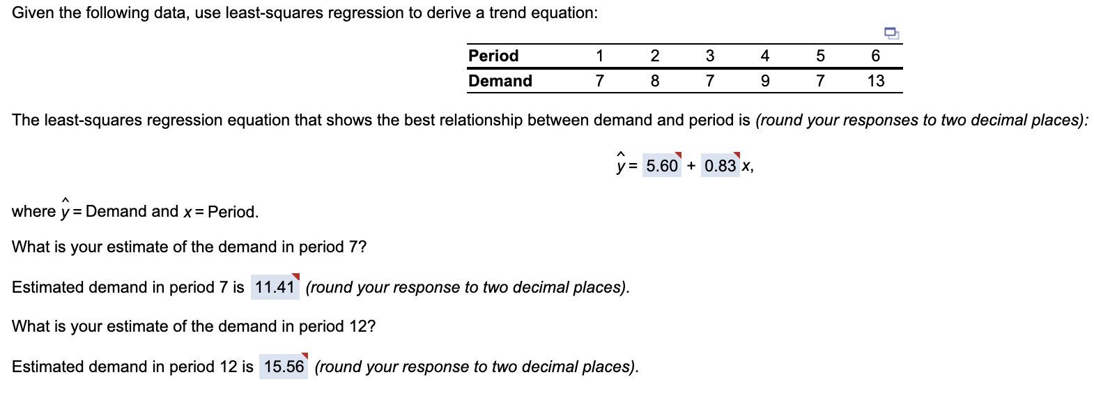 Solved Given the following data, use least-squares | Chegg.com