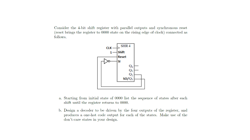 Consider the 4-bit shift register with parallel | Chegg.com