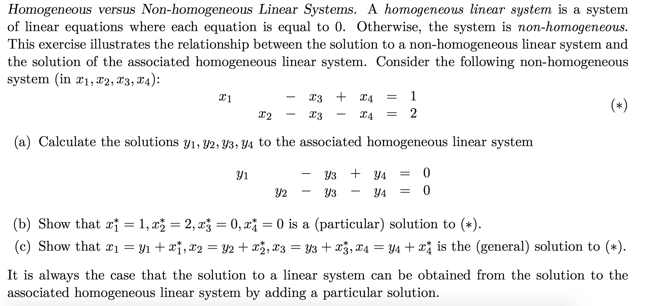 Solved Homogeneous Versus Non homogeneous Linear Systems A Chegg