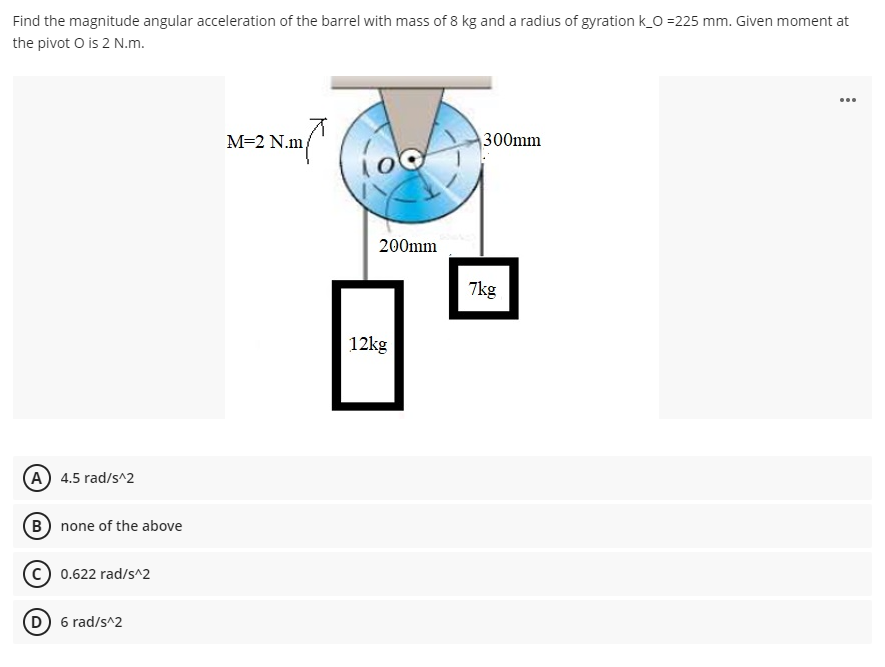 Solved Find the magnitude angular acceleration of the barrel | Chegg.com