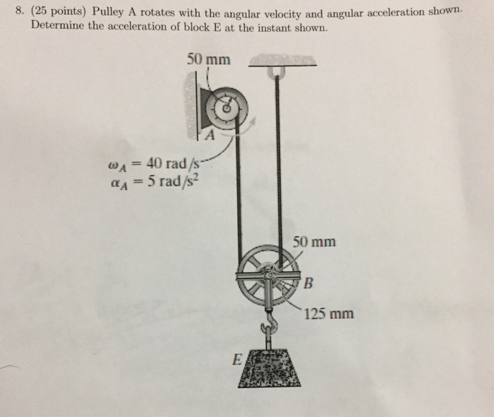 Solved 8. (25 points) Pulley A rotates with the angular | Chegg.com