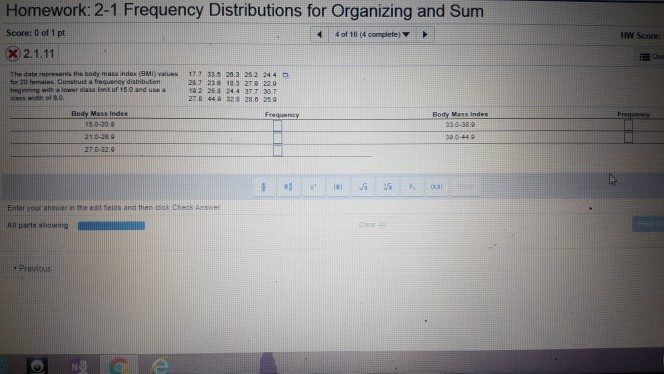 Solved Homework: 2-1 Frequency Distributions for Organizing | Chegg.com