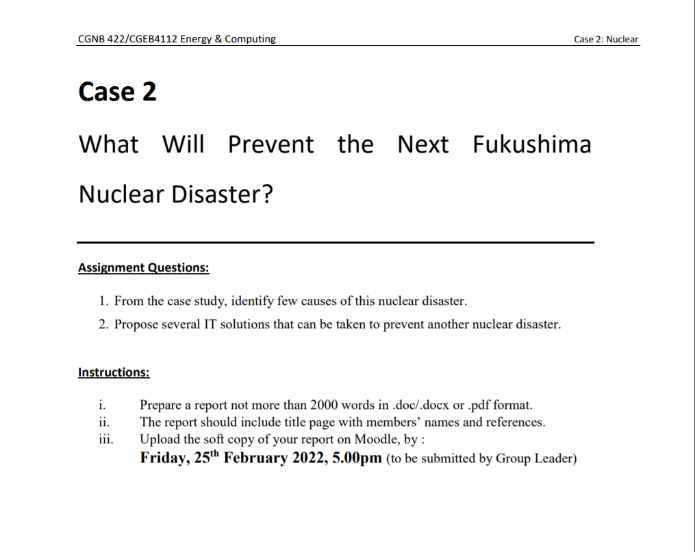 Solved FUKUSHIMA DAIICHI NUCLEAR DISASTER Fukushima | Chegg.com