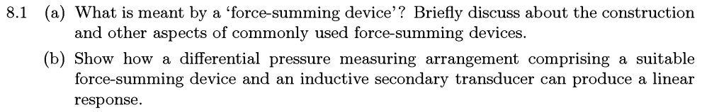 Solved 1 (a) What is meant by a 'force-summing device'? | Chegg.com