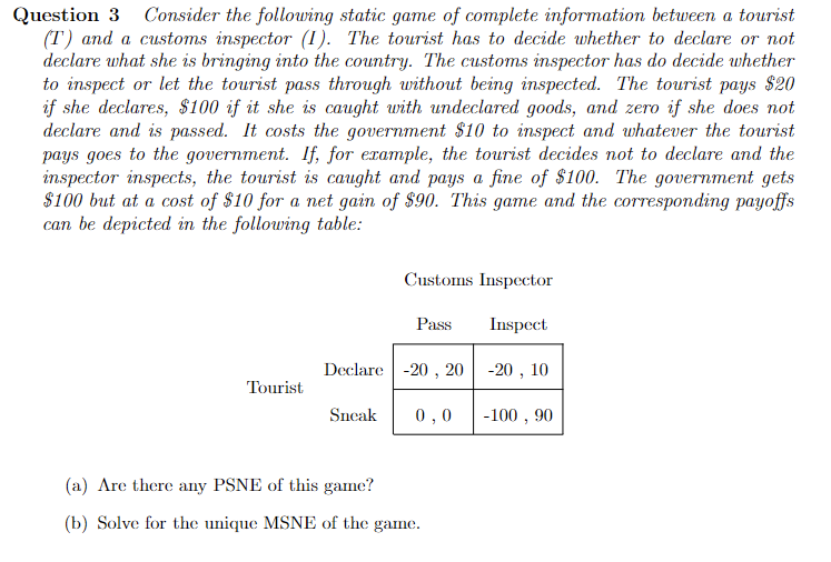 Solved Question 3 Consider the following static game of | Chegg.com