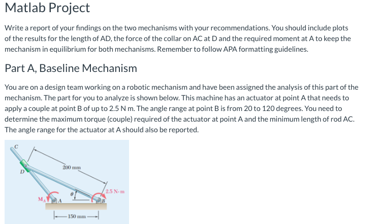 Matlab Project Write a report of your findings on the | Chegg.com
