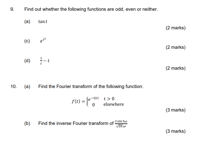 Solved 9. Find out whether the following functions are odd, | Chegg.com