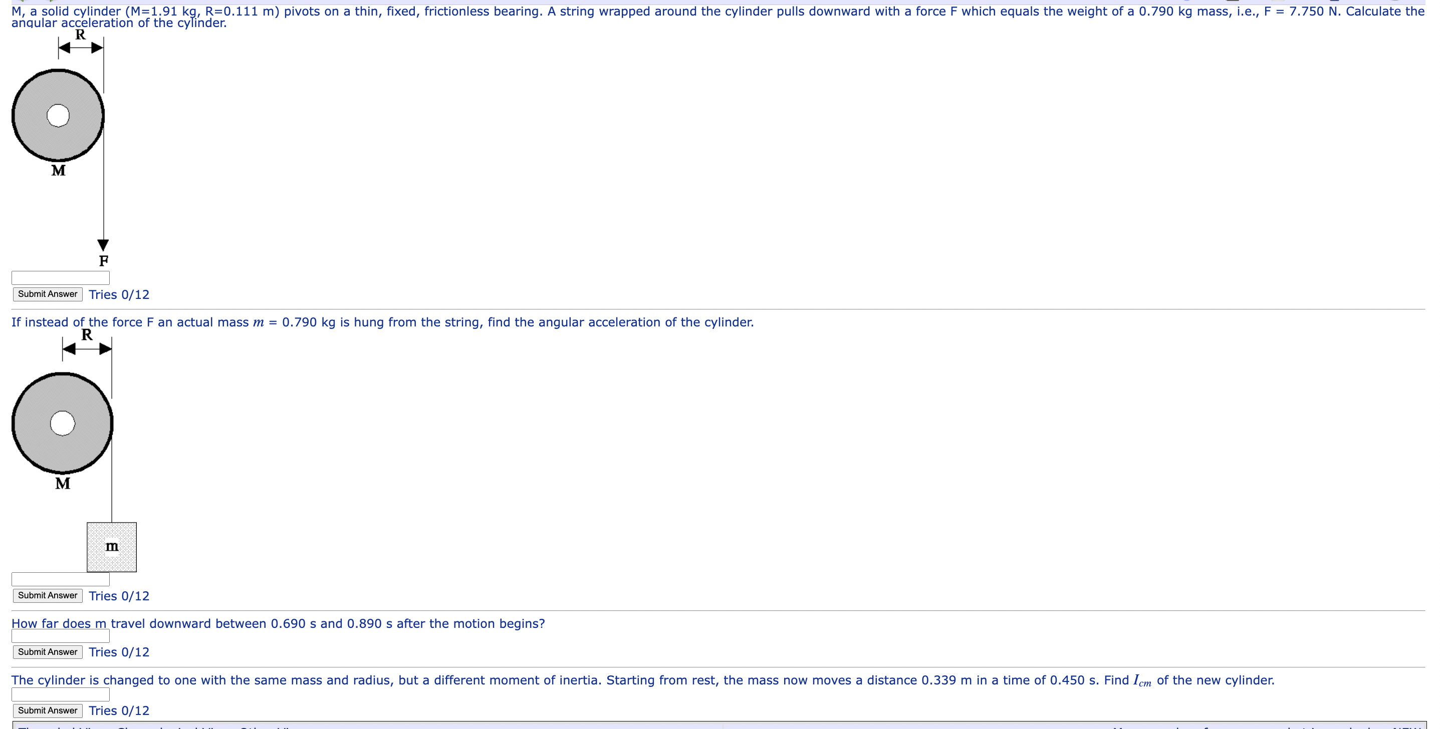Solved nqular acceleration of the cylinder. i. R. F Tries | Chegg.com