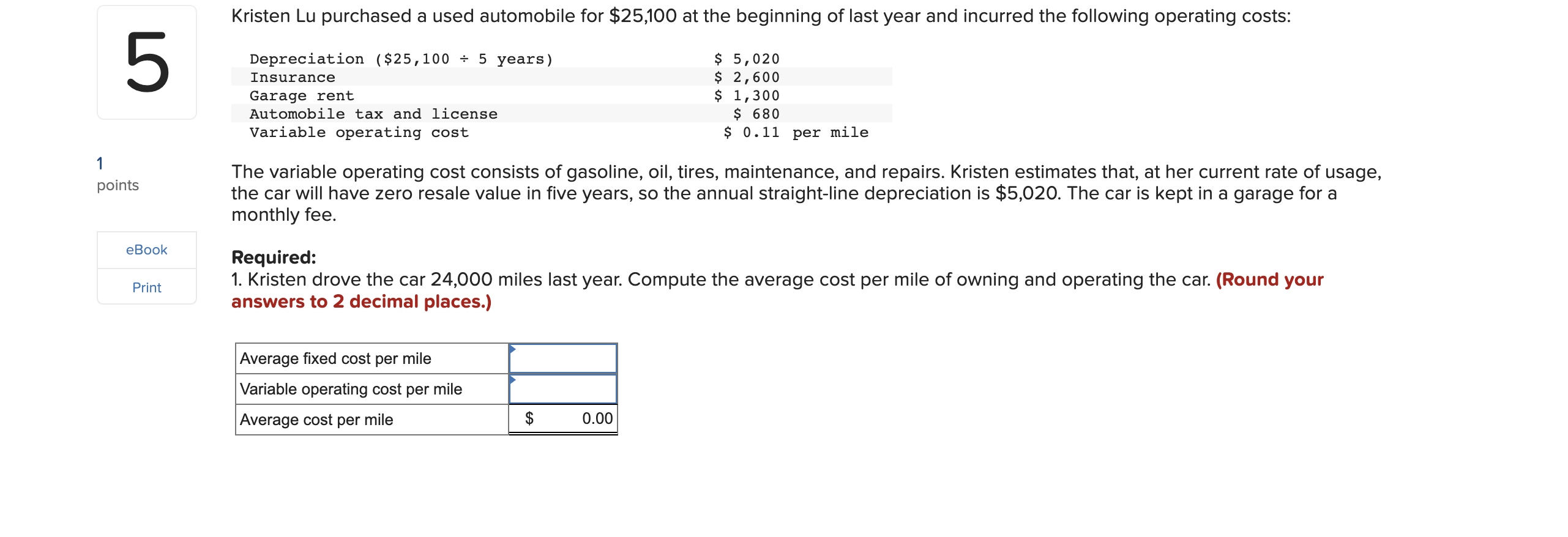 Solved The variable operating cost consists of gasoline, | Chegg.com