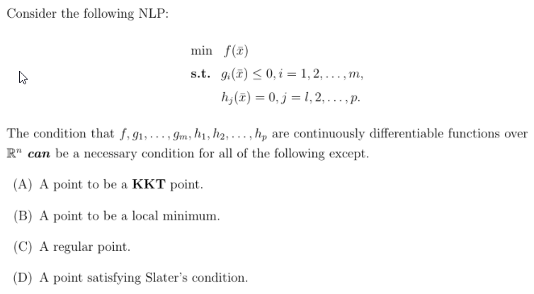 Solved Consider the following NLP: a min fa s.t. g (3)