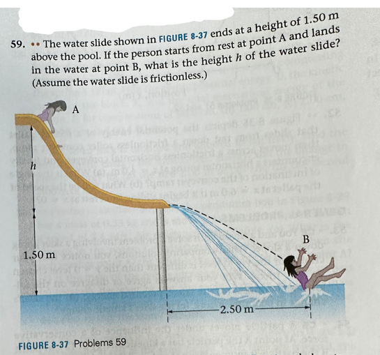 Solved 59. - The water slide shown in FIGURE 8−37 ends at a | Chegg.com