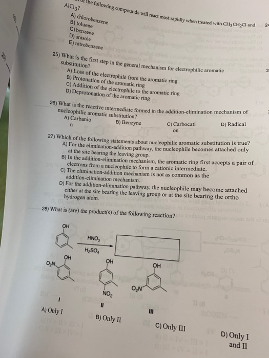 Solved Uf the following compound AlCl3? react most rapidly | Chegg.com