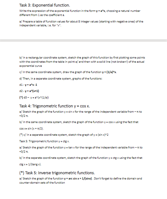 Solved Task 3: Exponential function.Write the expression of | Chegg.com