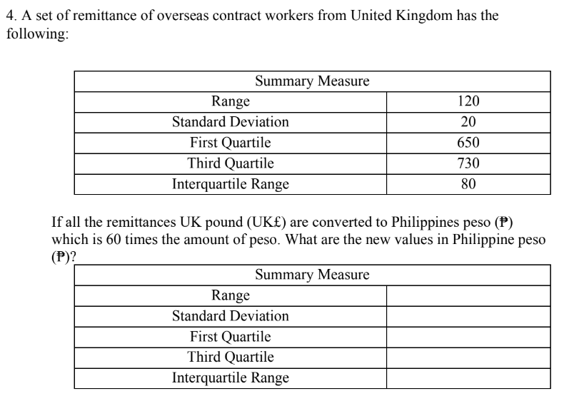 Solved 4. A set of remittance of overseas contract workers | Chegg.com