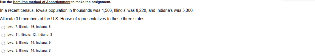 Solved Use the Hamilton method of Apportionment to make the | Chegg.com