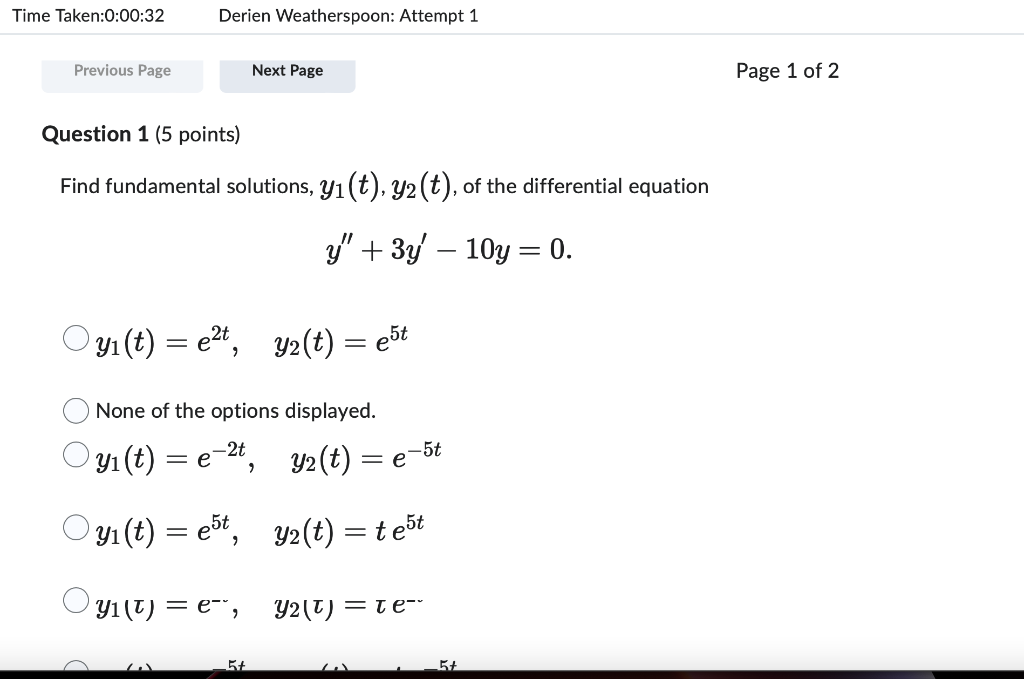 Solved Find fundamental solutions, y1(t),y2(t), of the | Chegg.com